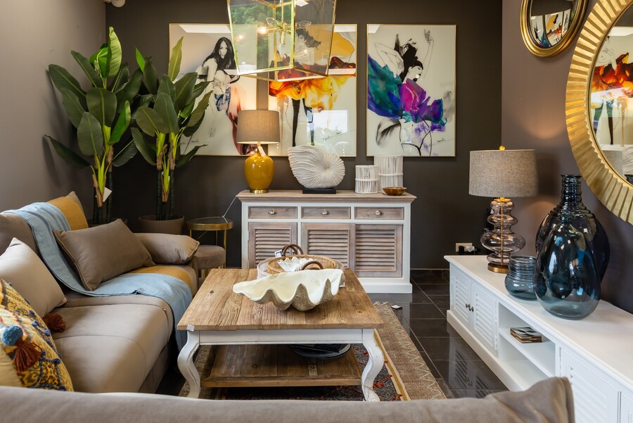 Bufet drewniany EAST HAMPTON - naturalny/biały, Miloo Home - Meble ...